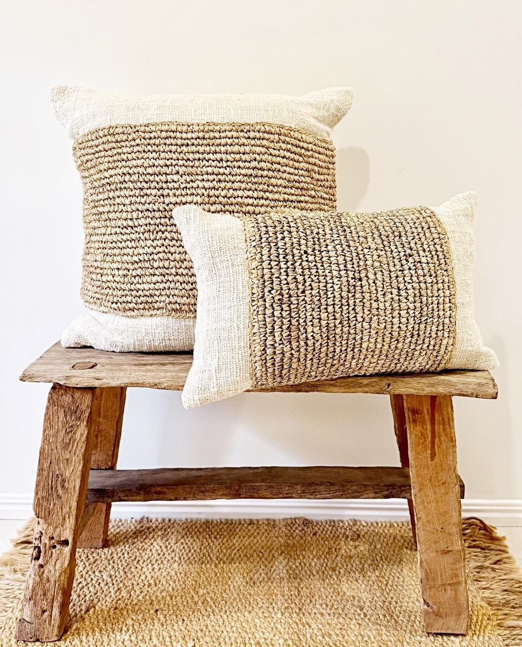 Raffia & Raw Cotton Cushion – Sama Sama Noosa